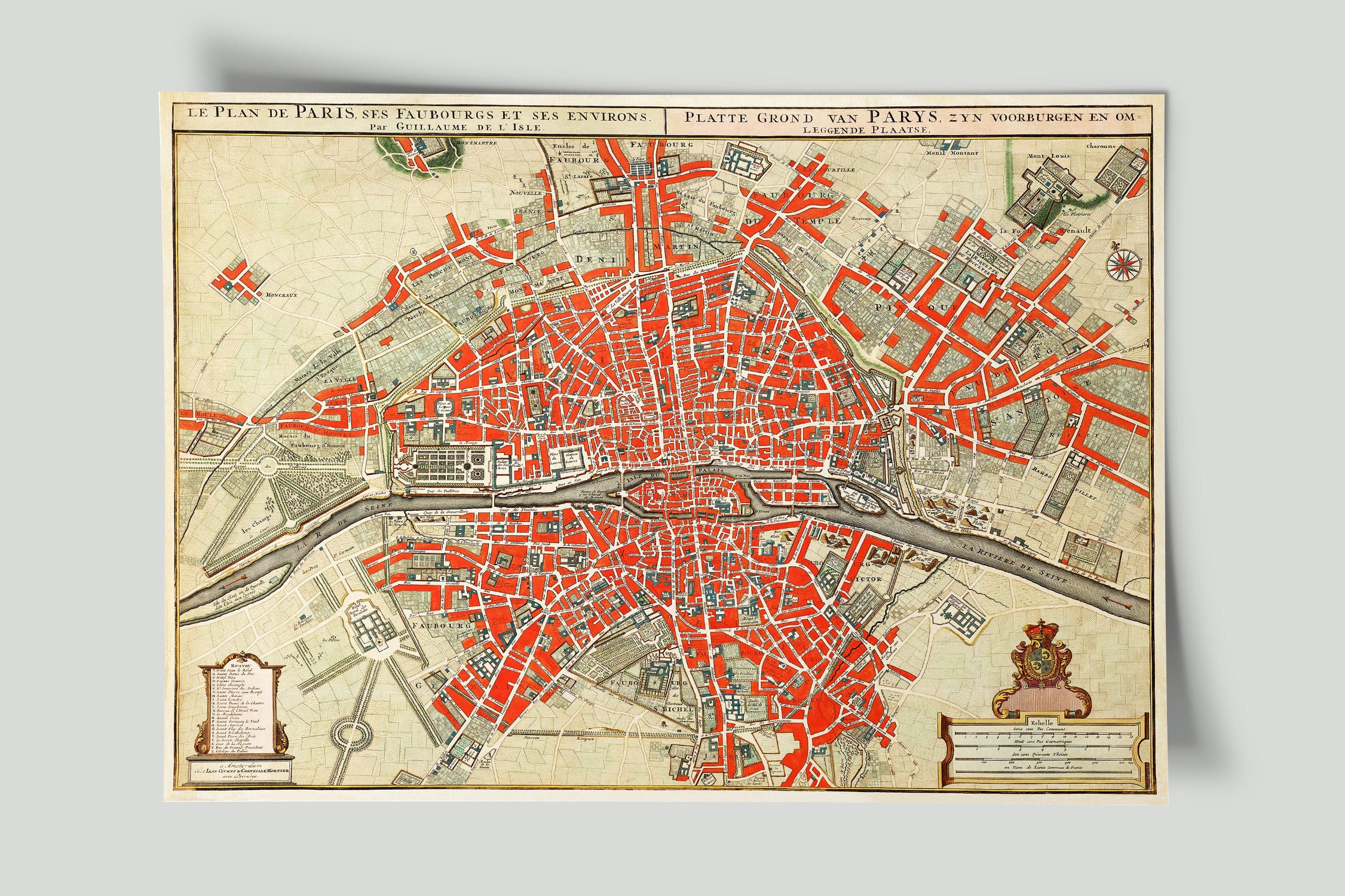 Vintage Map of Paris Paris Map Print Plattegrond van Parijs | Etsy