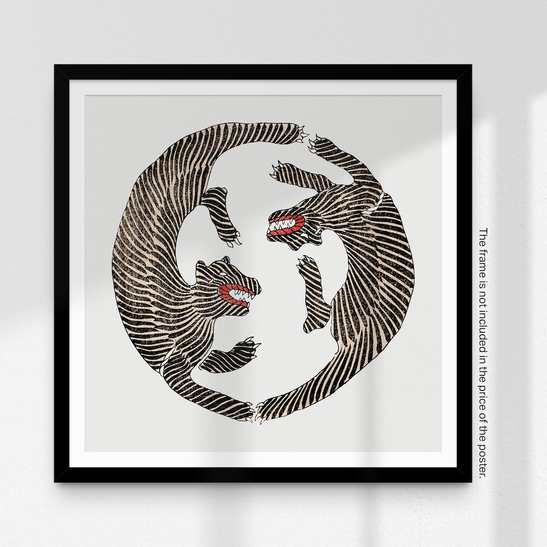 Vintage Japanese Tiger Print, Japanese Wall Art, Oriental Home Decor ...