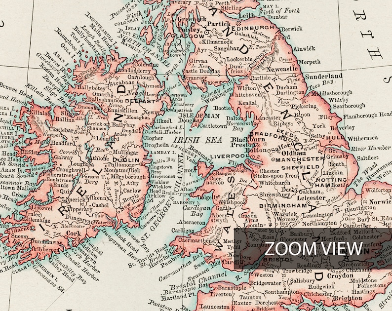 Vintage Map of Great Britain British Isles 1900 Vintage | Etsy UK