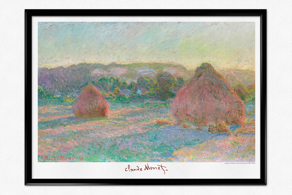 Monet Exhibition Poster, Claude Monet Stacks of Wheat, End of Summer ...