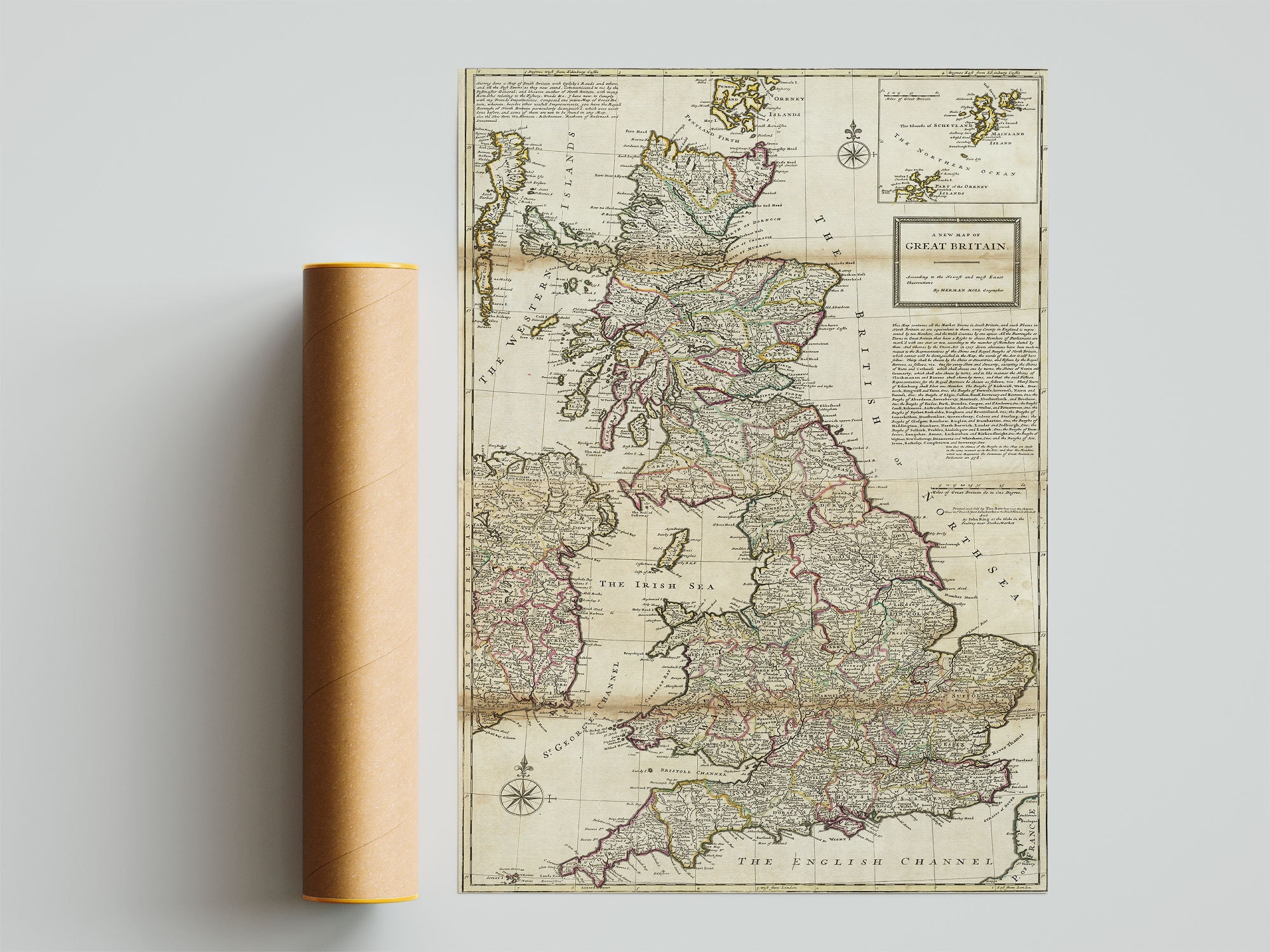 Map of Great Britain High Resolution Reproduction of a | Etsy