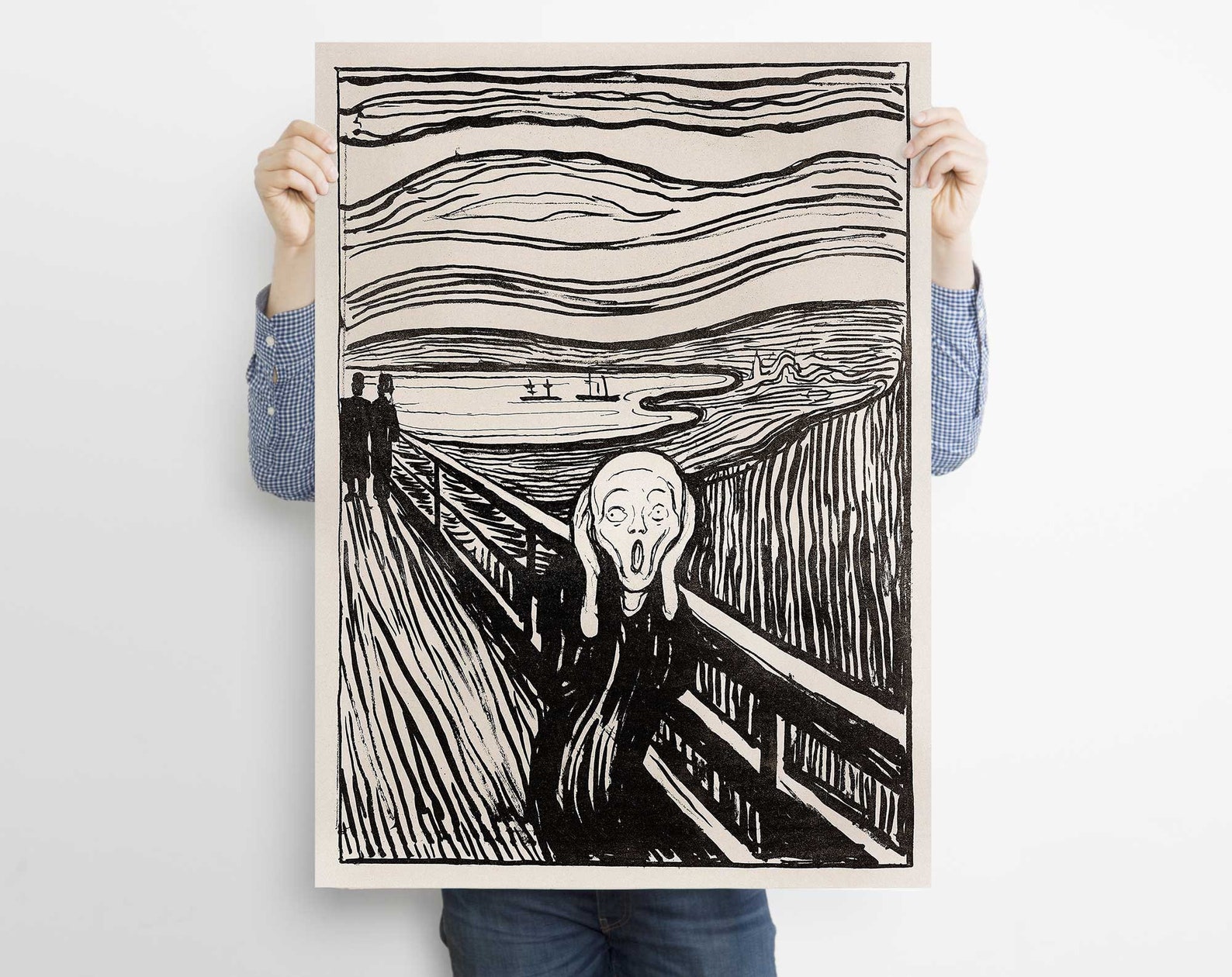 Scream Edvard Munch Drawing Black and White Print - Etsy UK