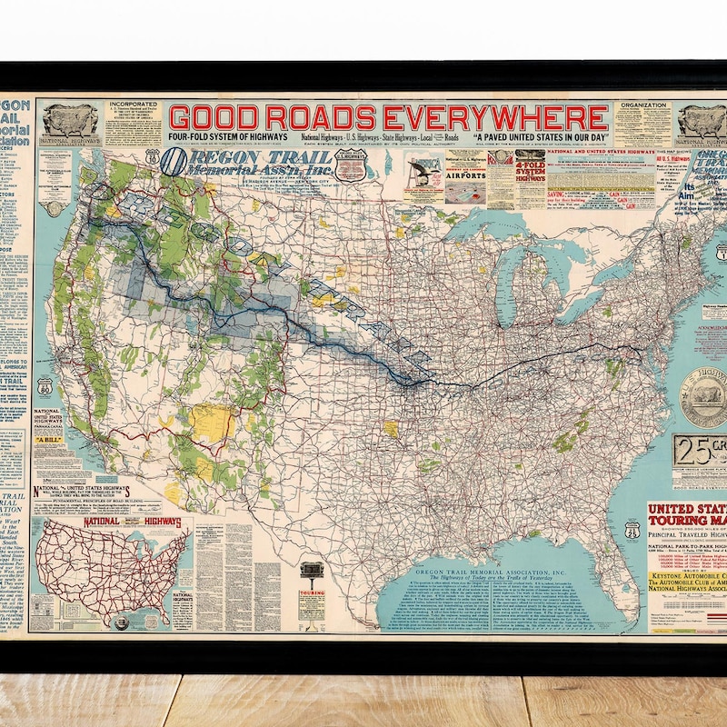 Vintage Usa Map - Etsy