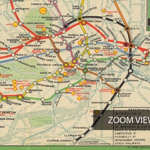 Vintage Map of London, London Underground Railways 1912 , London Print ...