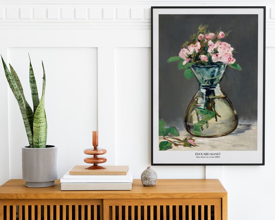 Manet Art Print, Edouard Manet Moss Roses in a Vase Still Life Painting ...