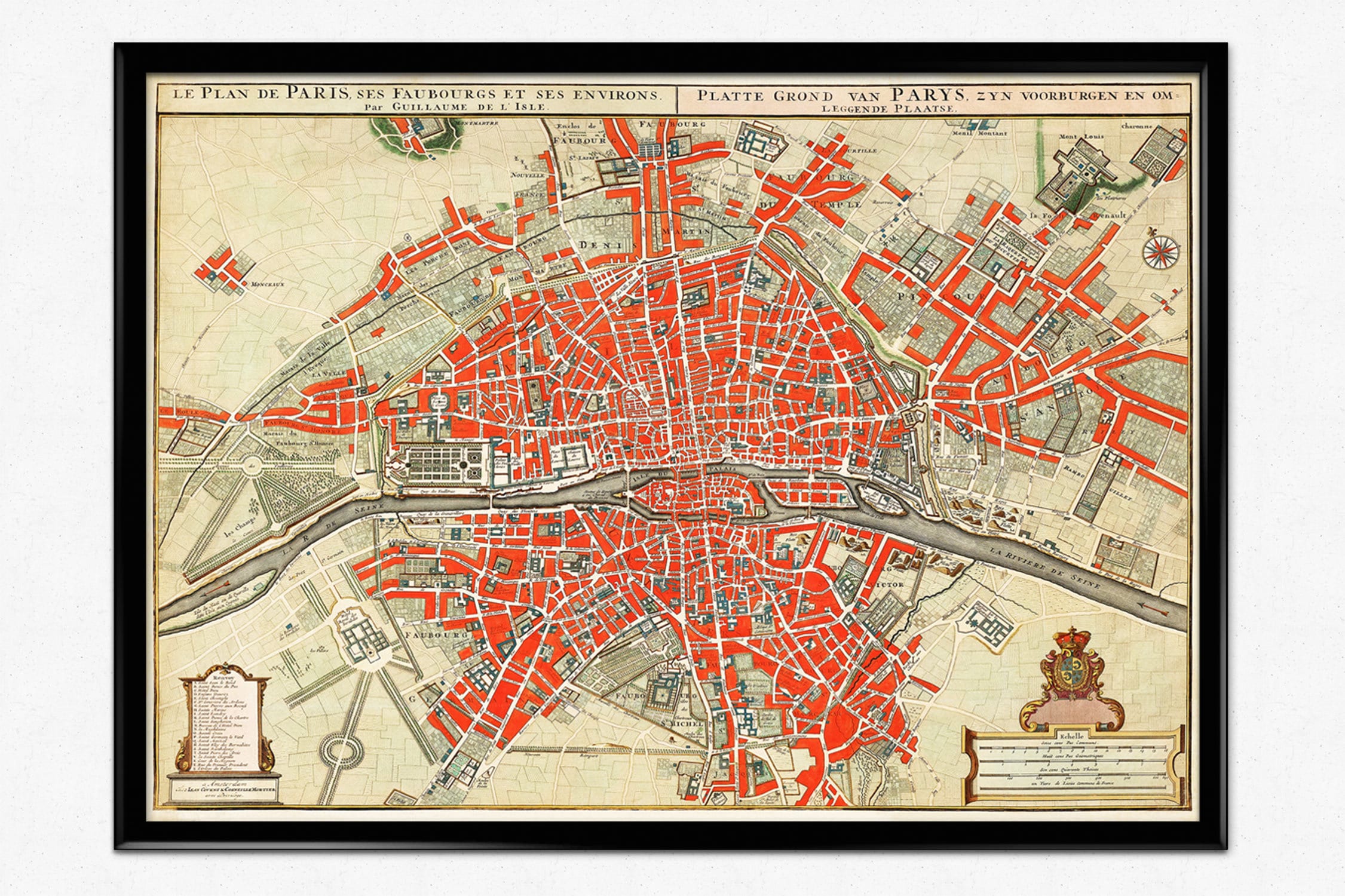 Vintage Map of Paris Paris Map Print Plattegrond van Parijs | Etsy