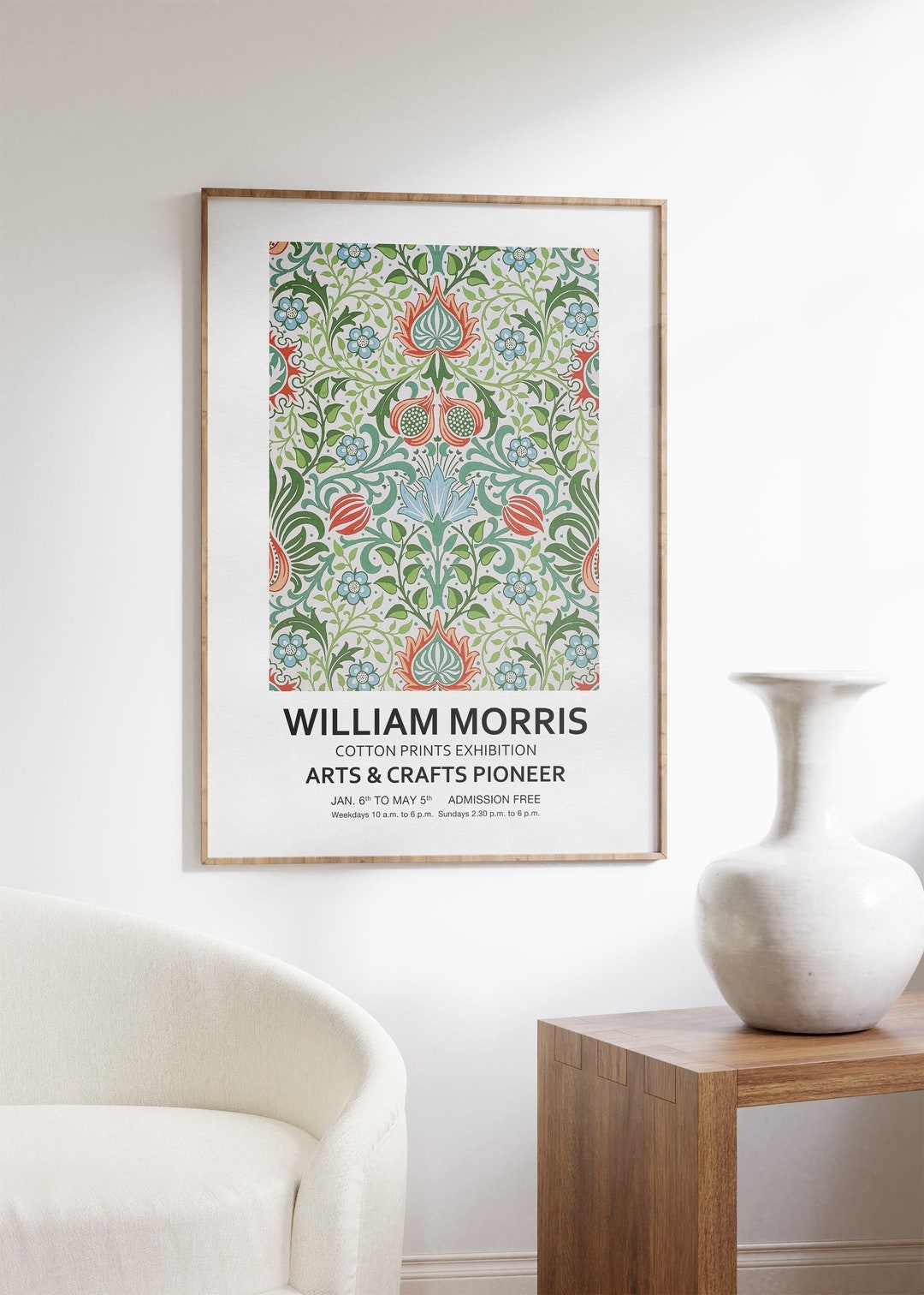 William Morris Green Floral Print, Exhibition Poster, Art Nouveau ...