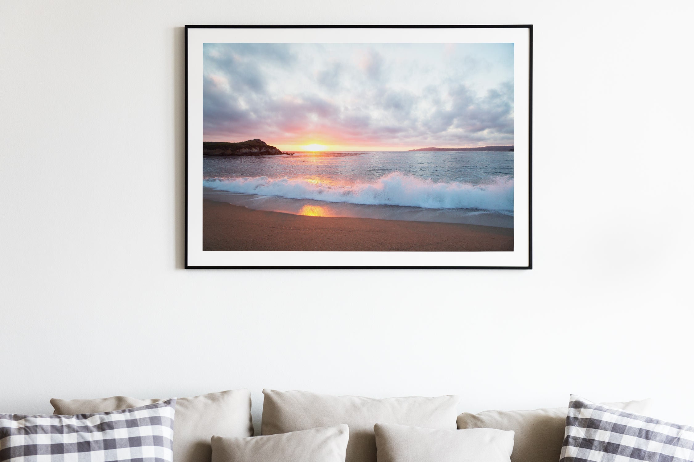 Beach Sunset Poster Coastal Landscape With Ocean and Waves - Etsy