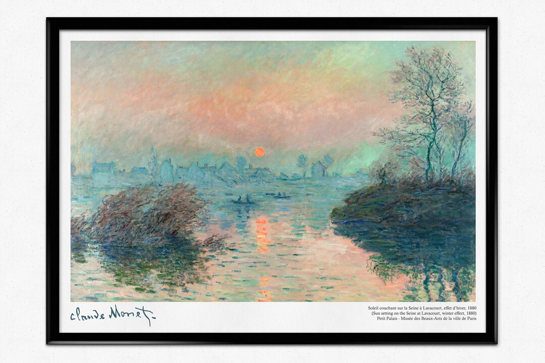 Monet Exhibition Poster, Claude Monet Sun Setting on the Seine at ...