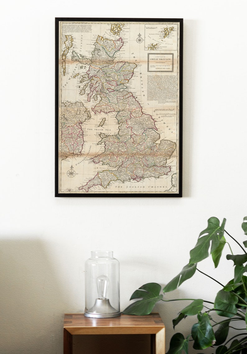 Map of Great Britain High Resolution Reproduction of a | Etsy
