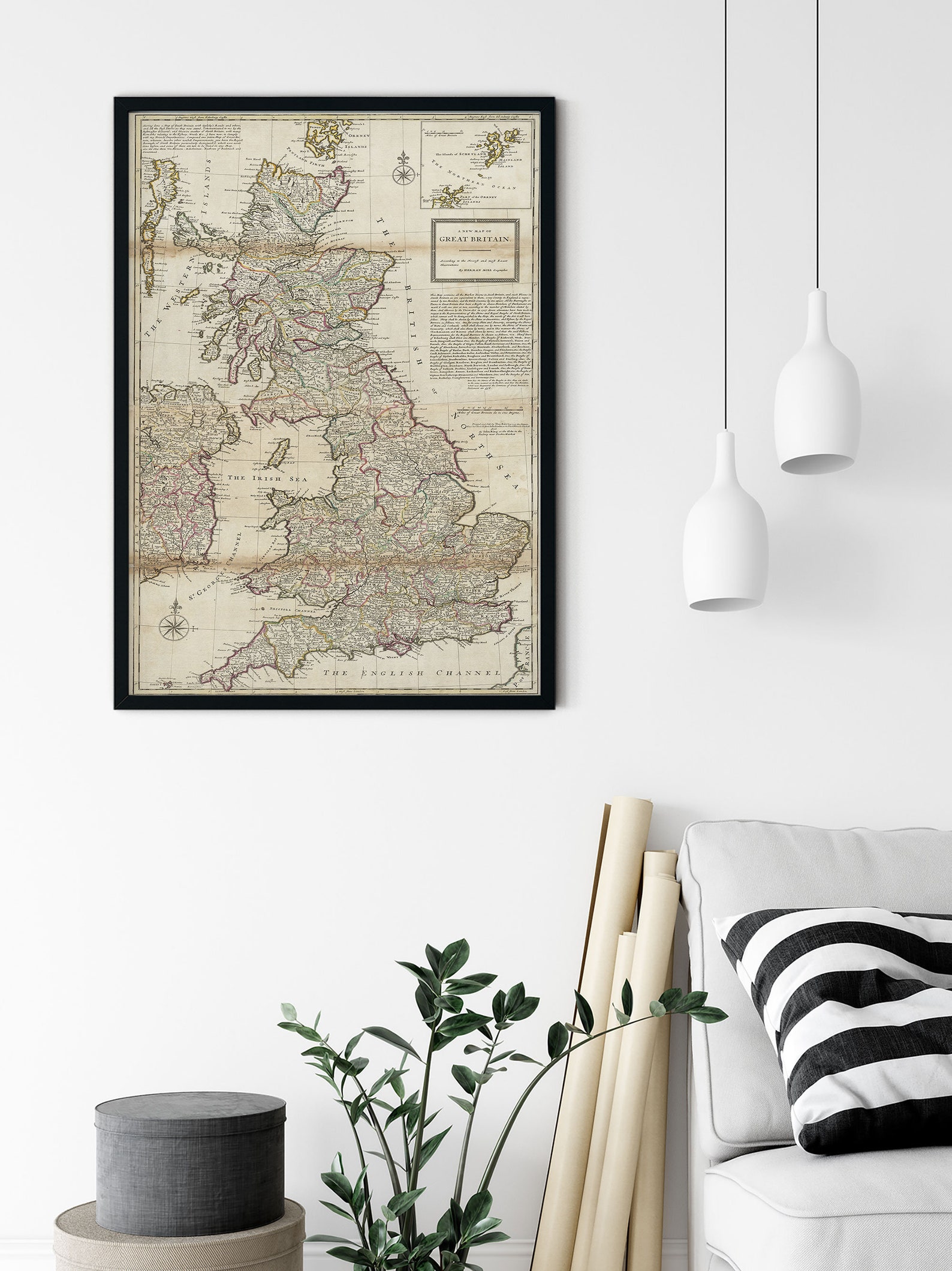 Map of Great Britain, High Resolution Reproduction of a Vintage Map ...