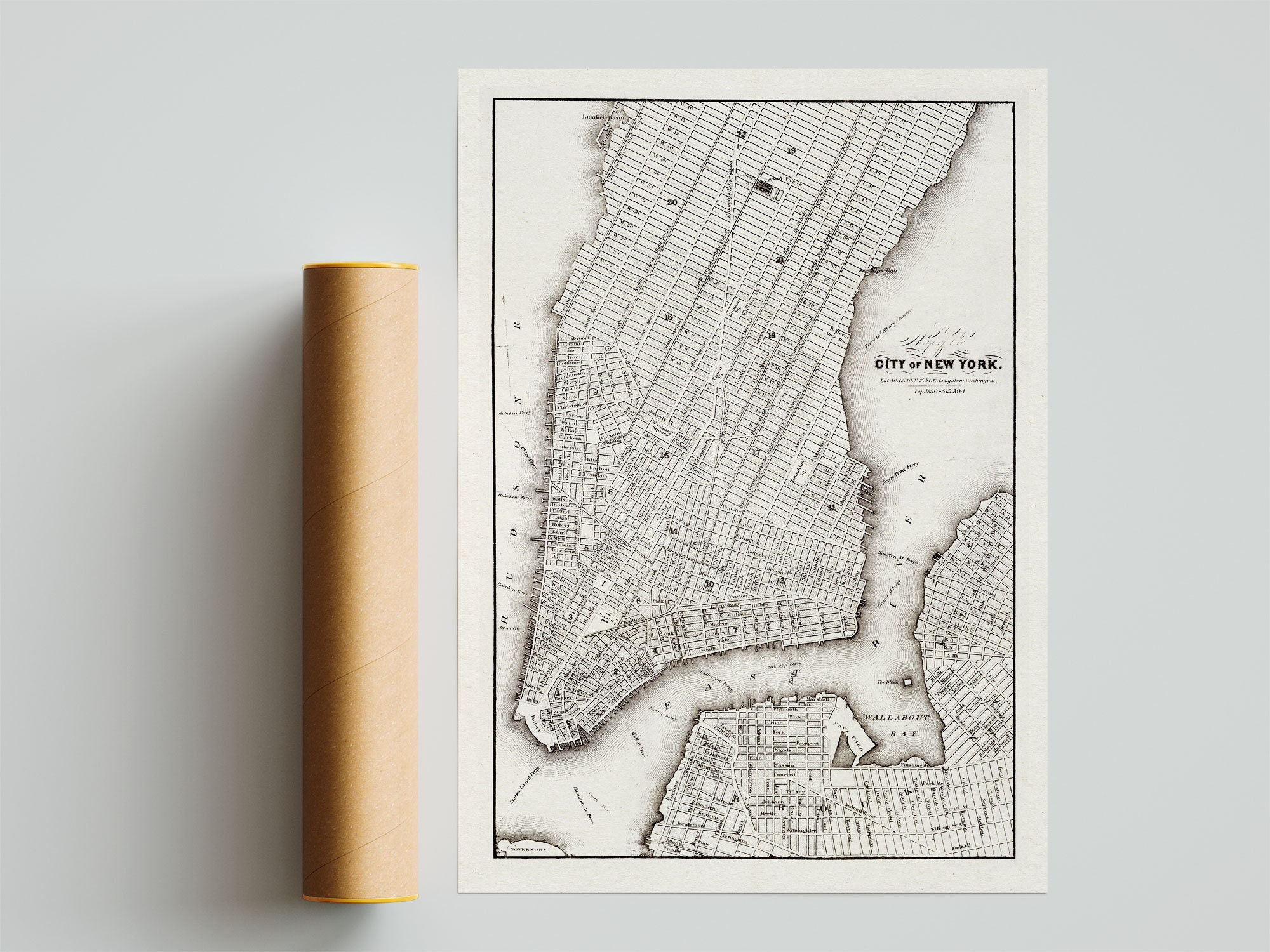 New York Map Vintage Map of the City of New York Ca. 1850 - Etsy