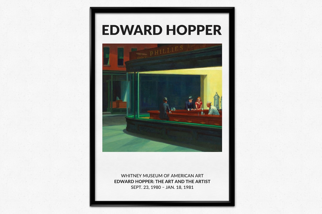 Edward Hopper Nighthawks Exhibition Poster, Edward Hopper Museum Print ...