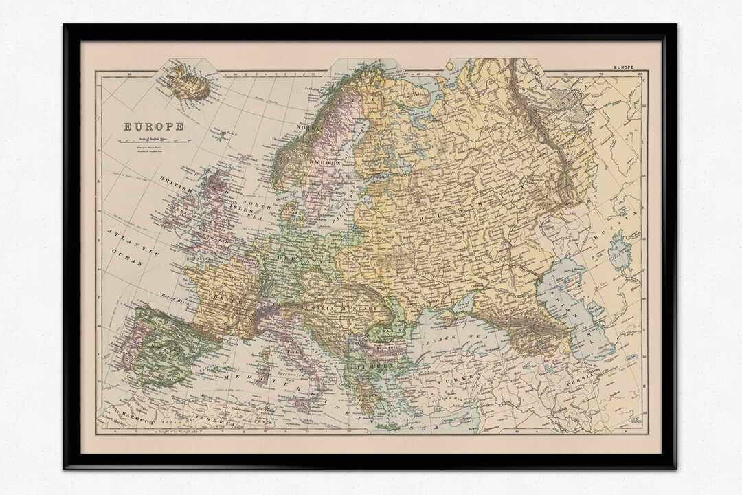 Map of Europe Poster, Political Map of Europe 1892, High Resolution ...