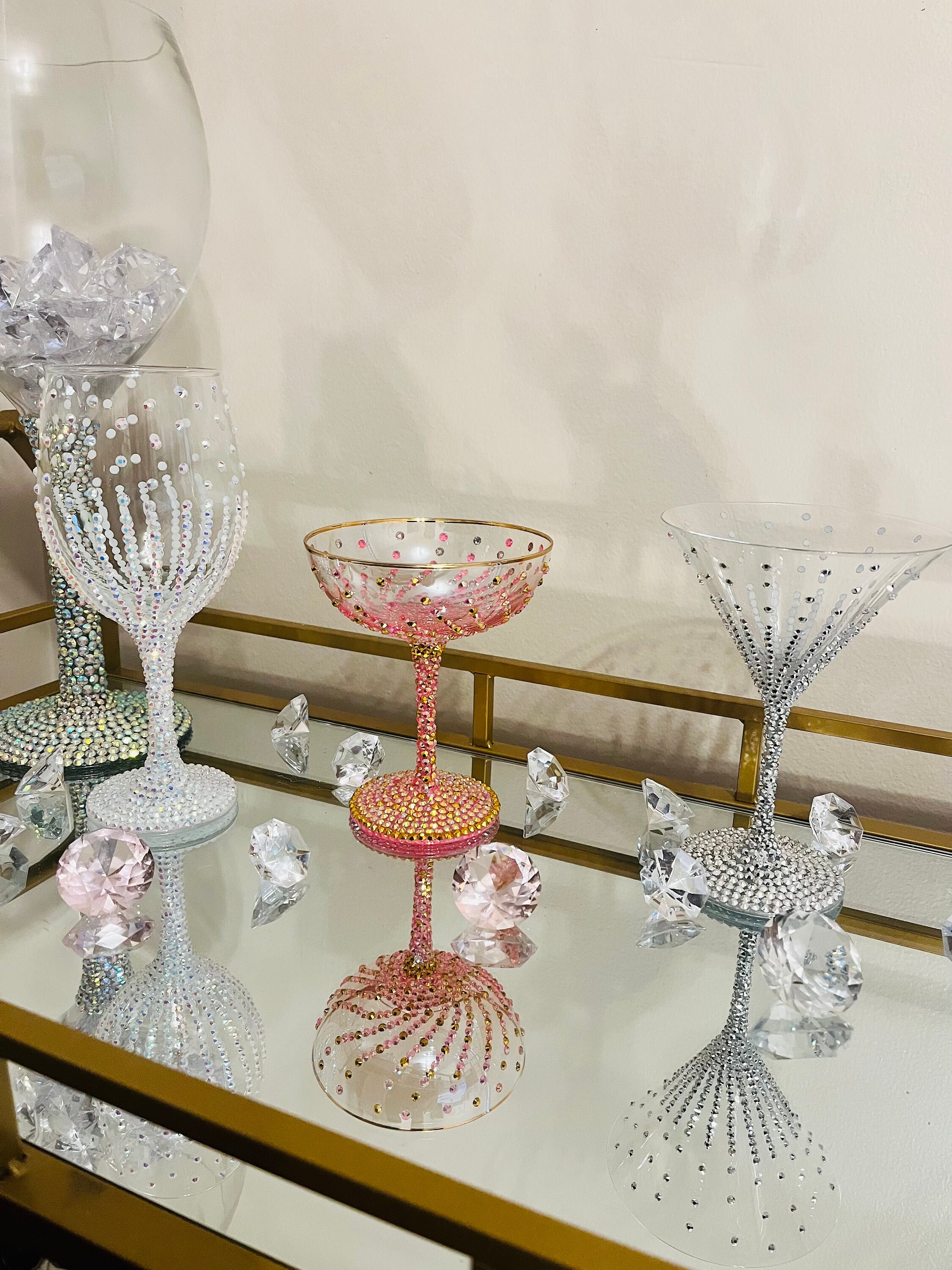 Iridescent Rhinestone Wine Glass – Luxury Bling Glassware - Etsy
