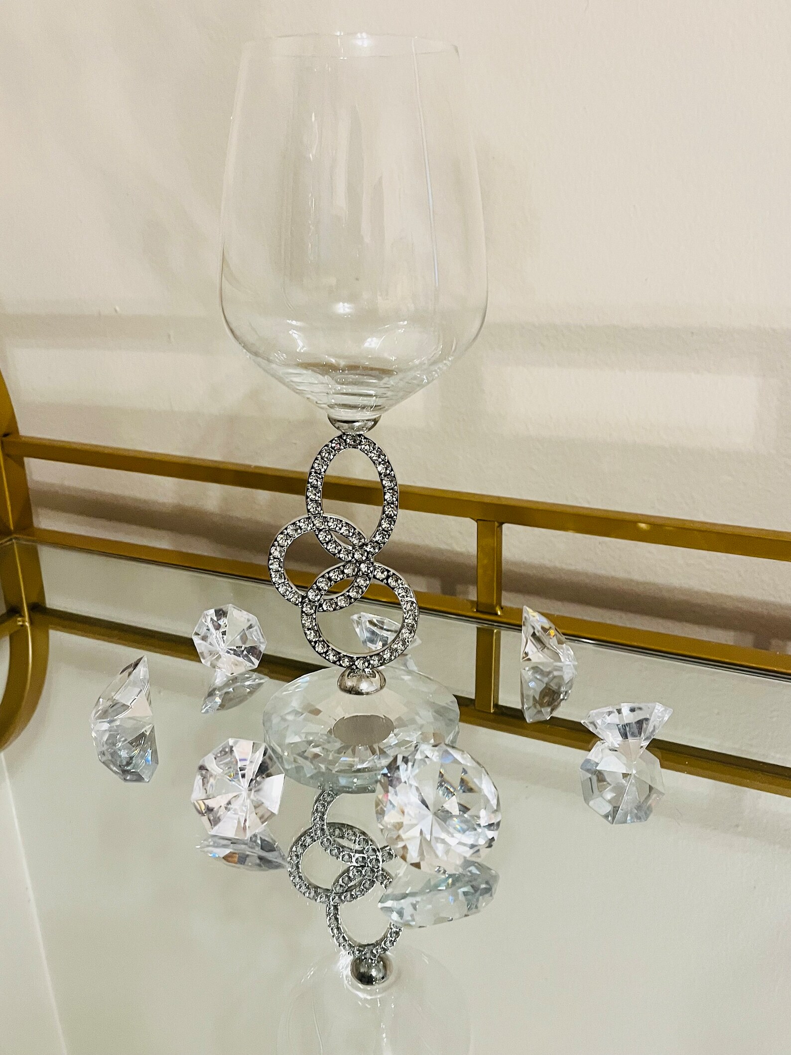 Diamond Crystal Wine Glass - Bling Wine Glasses - Holiday Decor ...