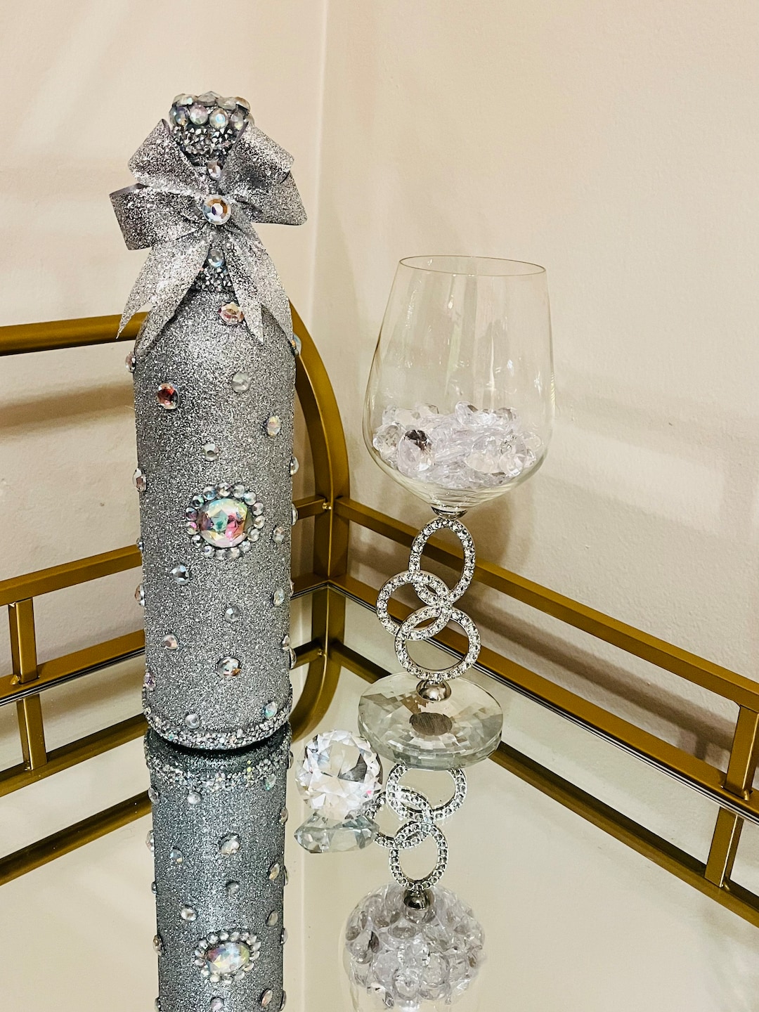 Diamond Dust Crystal Glass SET - Diamond Wine Glass - Valentine’s Day ...