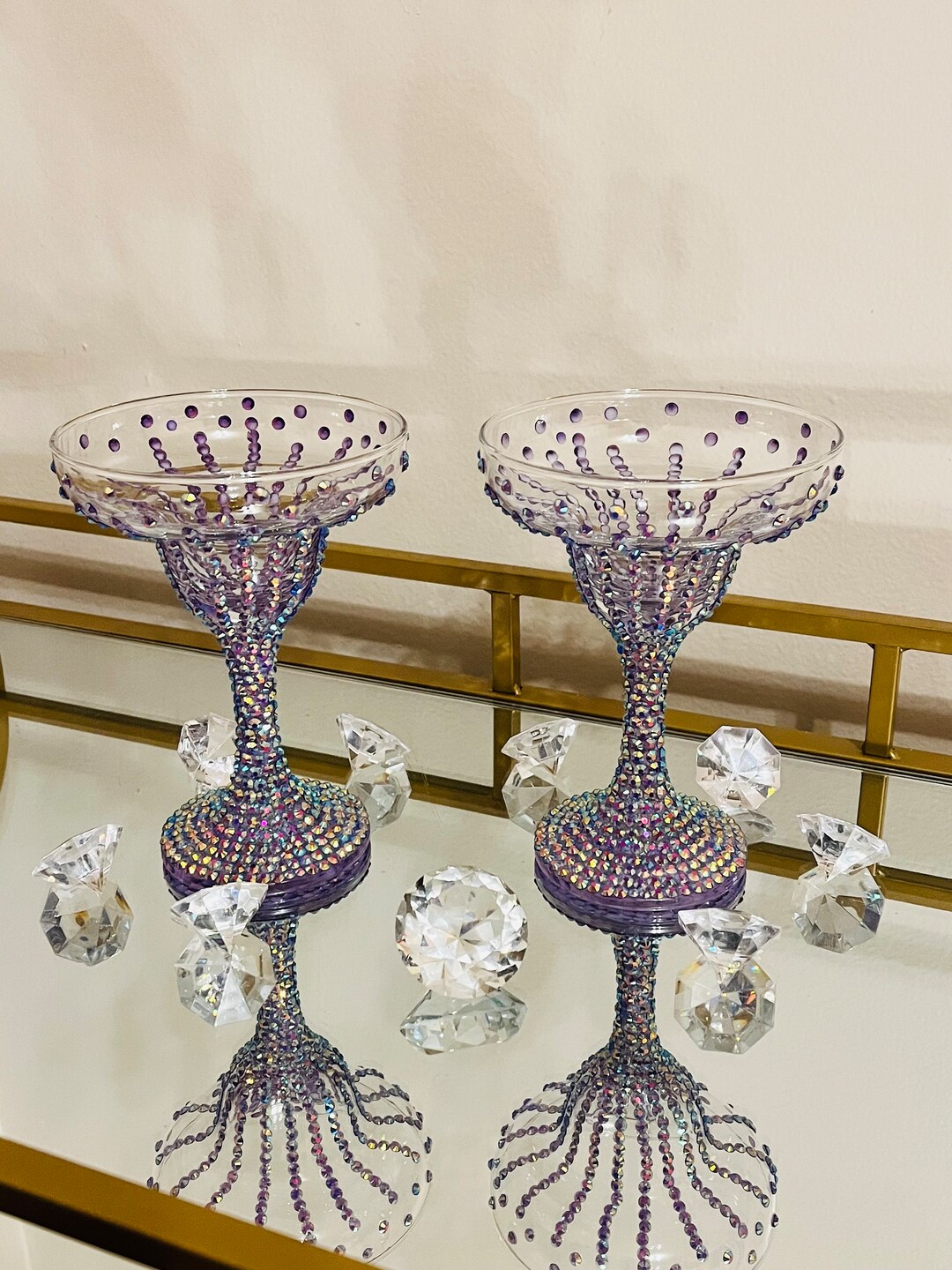 Diamond Margarita Glass - Bling Glasses - Luxury Glassware - Birthday ...