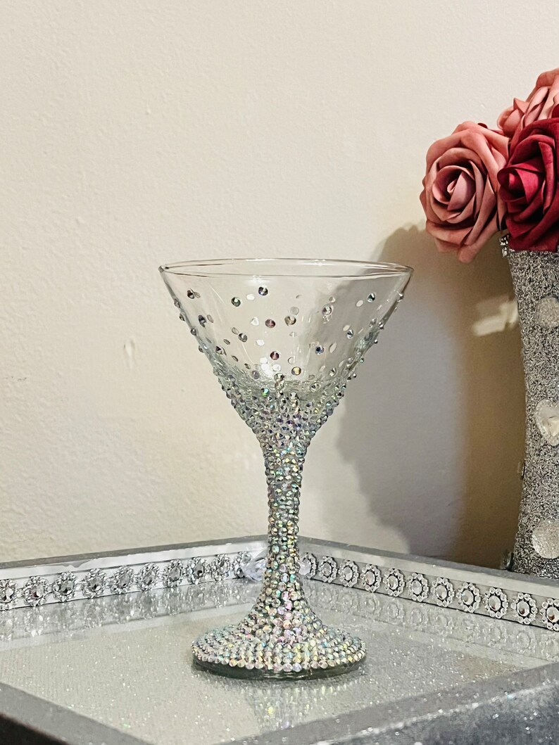 Diamond Martini Glasses Bling Martini Glass Party Decor Etsy
