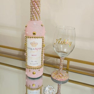 Golden Pink Pearl Glam Bottle - Birthday Gift - Glitter Decor - Luxury ...