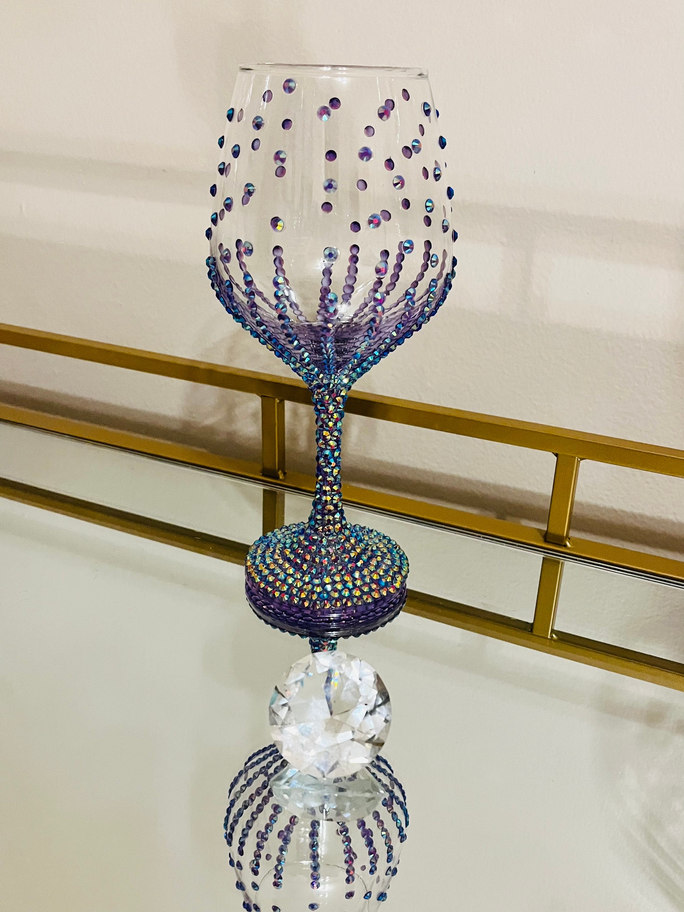 Luxury Diamond Wine Glass, Glam Rhinestone Wine Glass, Elegant Crystal ...