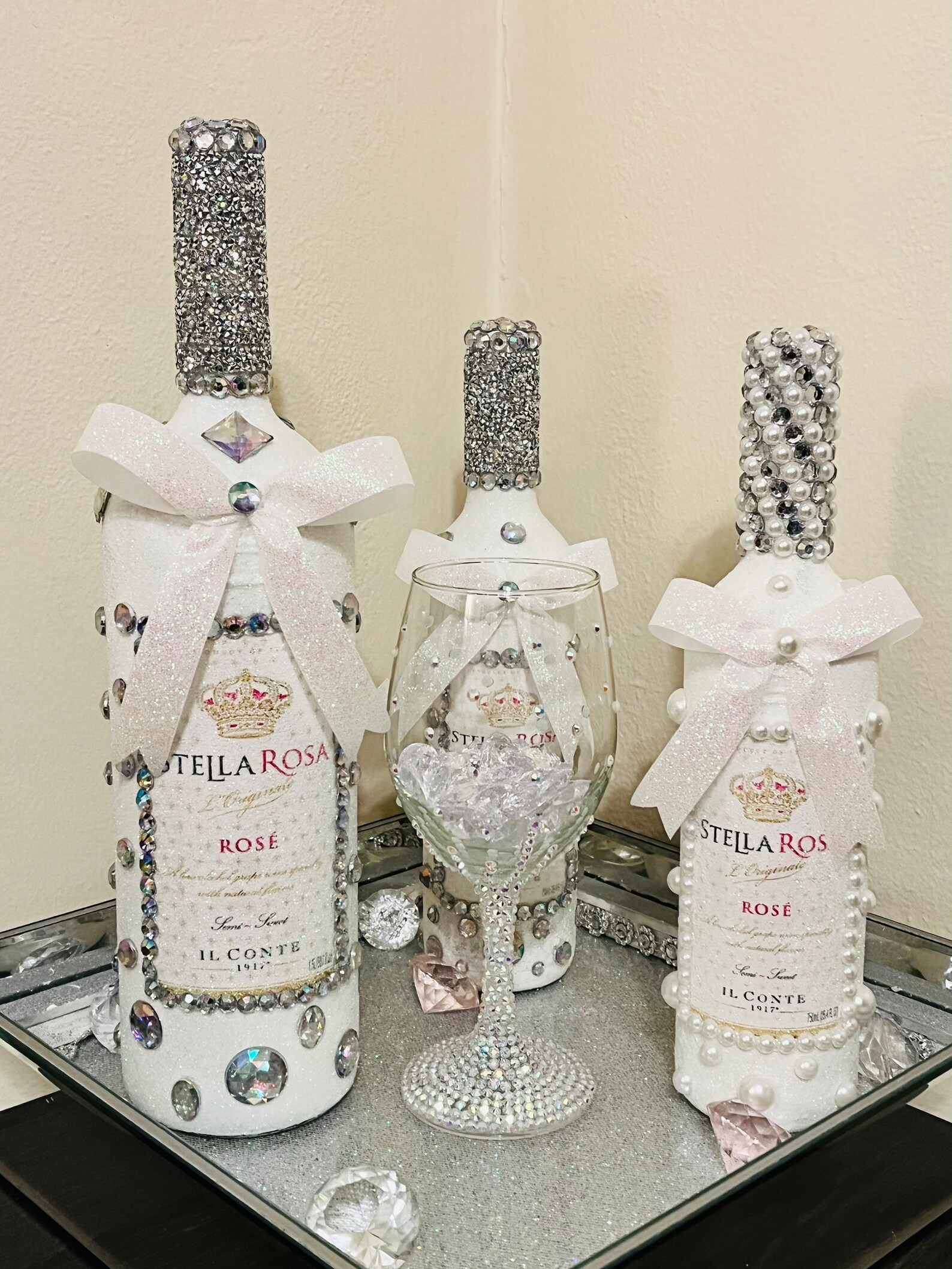 XL White Diamonds Glam Bottle Diamond Decor Holiday Decor - Etsy