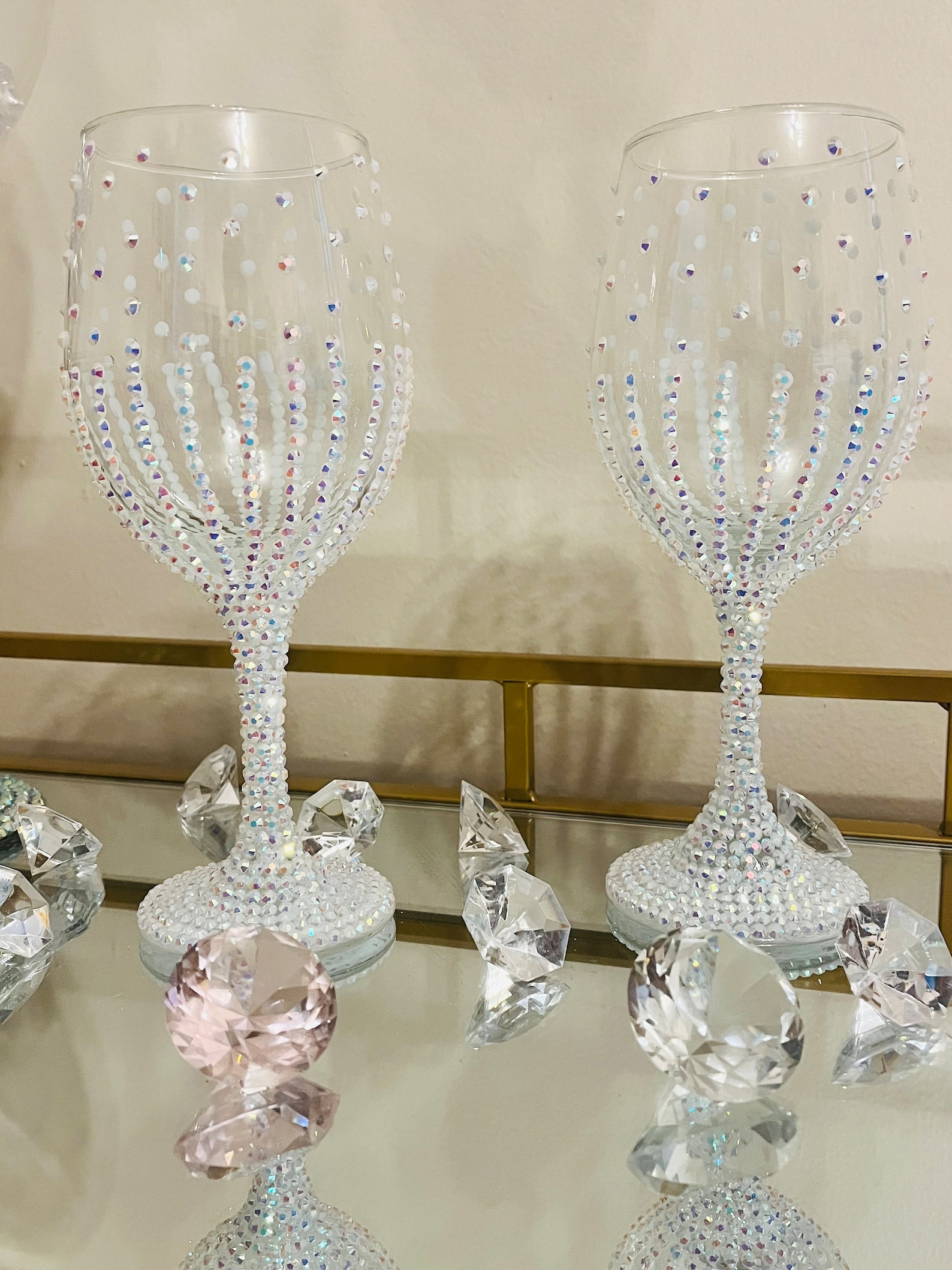 Iridescent Rhinestone Wine Glass – Luxury Bling Glassware - Etsy