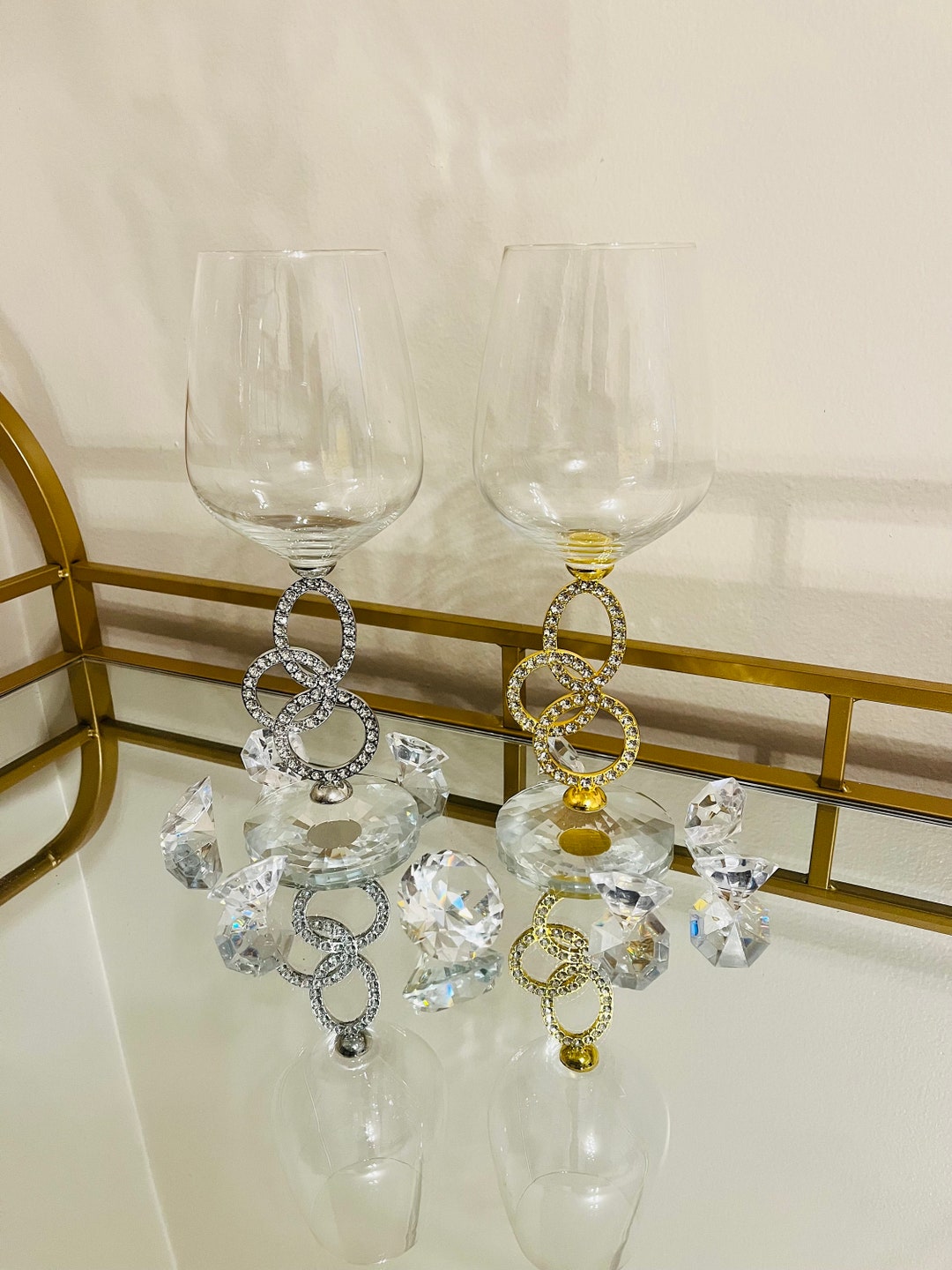 Luxury Diamond Wine Glass, Glam Rhinestone Wine Glass, Elegant Crystal ...
