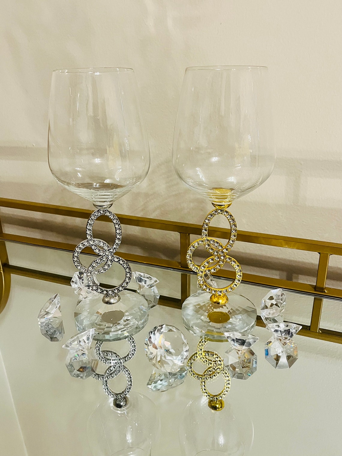 Luxury Diamond Wine Glass, Glam Rhinestone Wine Glass, Elegant Crystal ...