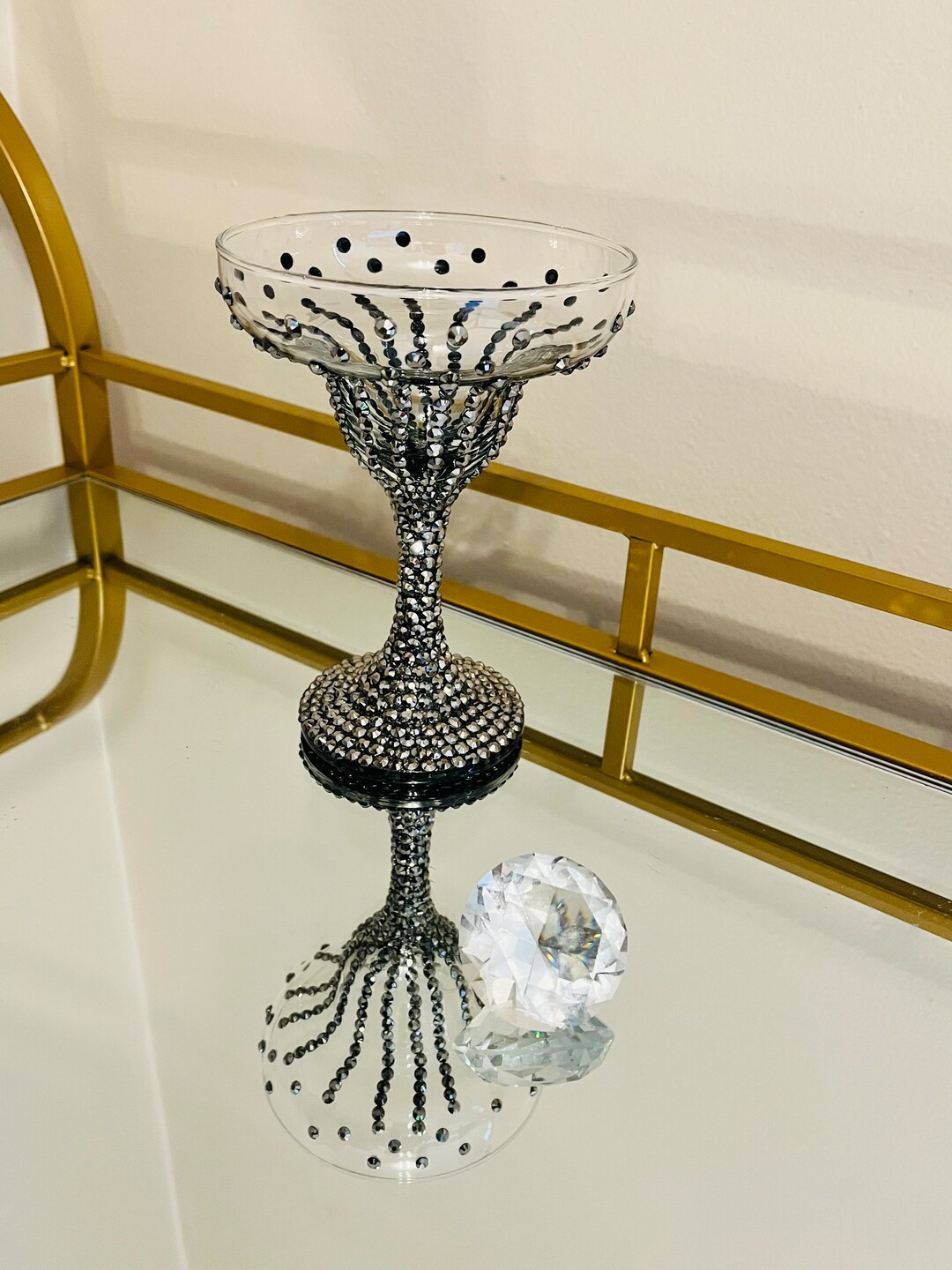 Smoke Diamond Margarita Glass - Rhinestone Glass - Happy Hour - Dinner ...