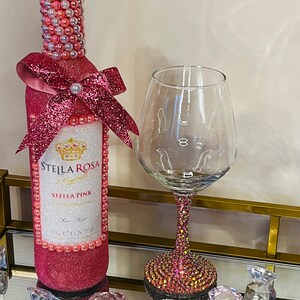 Hot Pink Pearl Glam Bottle - Party Decor - Wine Gifts - Glitter Wine ...