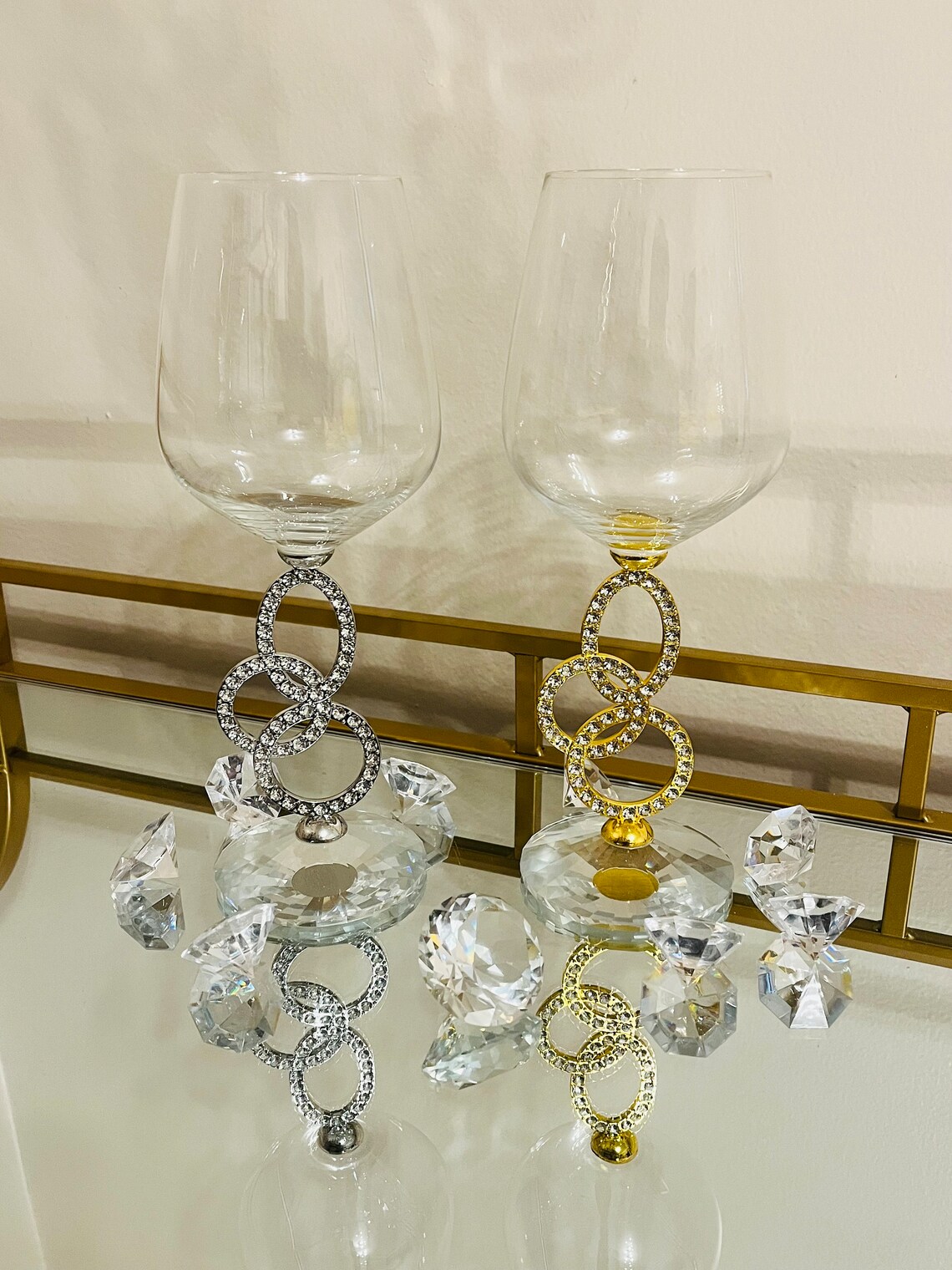 Luxury Diamond Wine Glass, Glam Rhinestone Wine Glass, Elegant Crystal ...