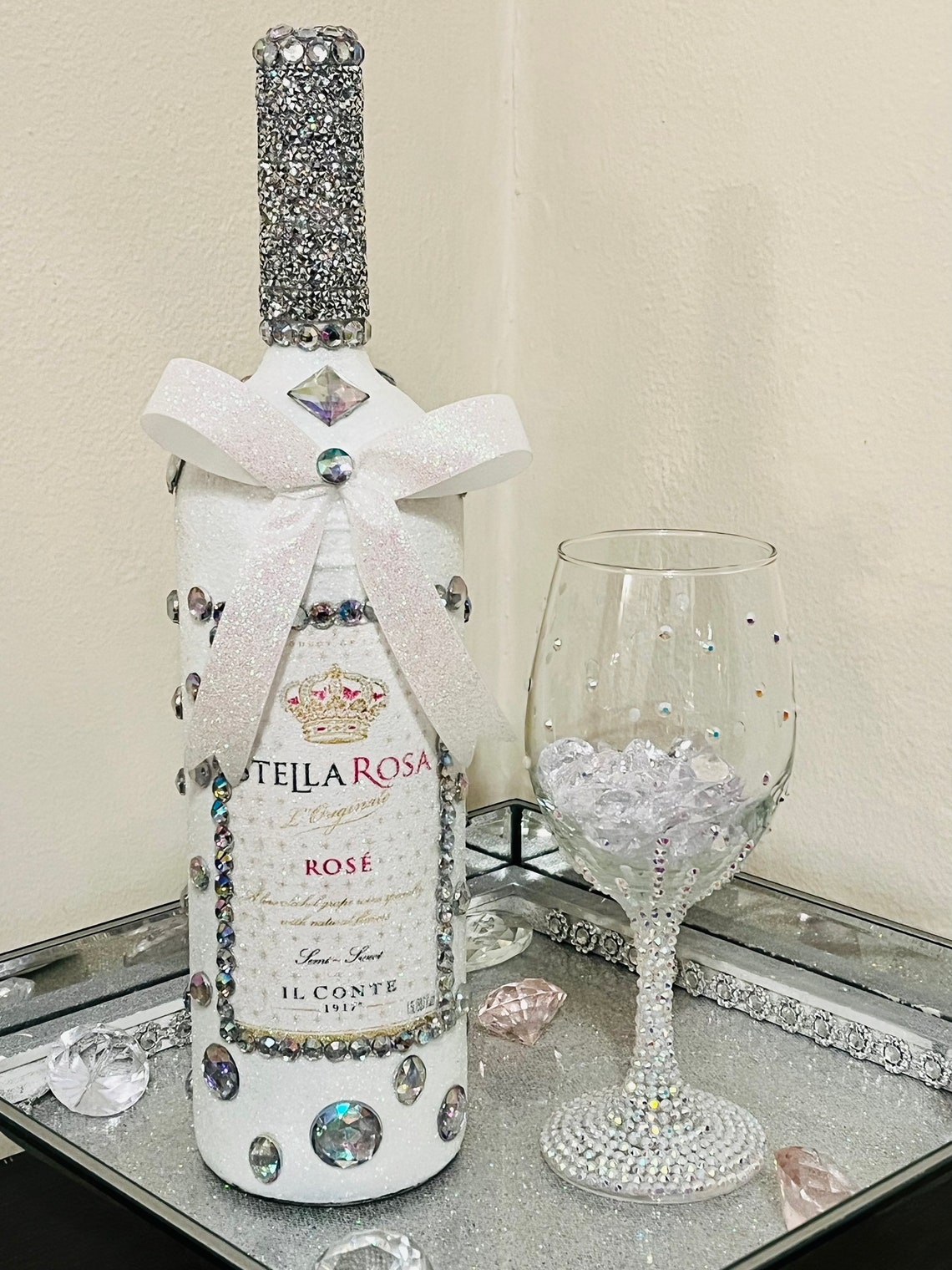 XL White Diamonds Glam Bottle Diamond Decor Holiday Decor - Etsy