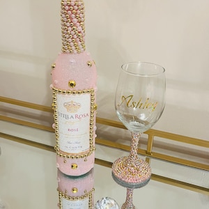 Golden Pink Pearl Glam Bottle - Birthday Gift - Glitter Decor - Luxury ...
