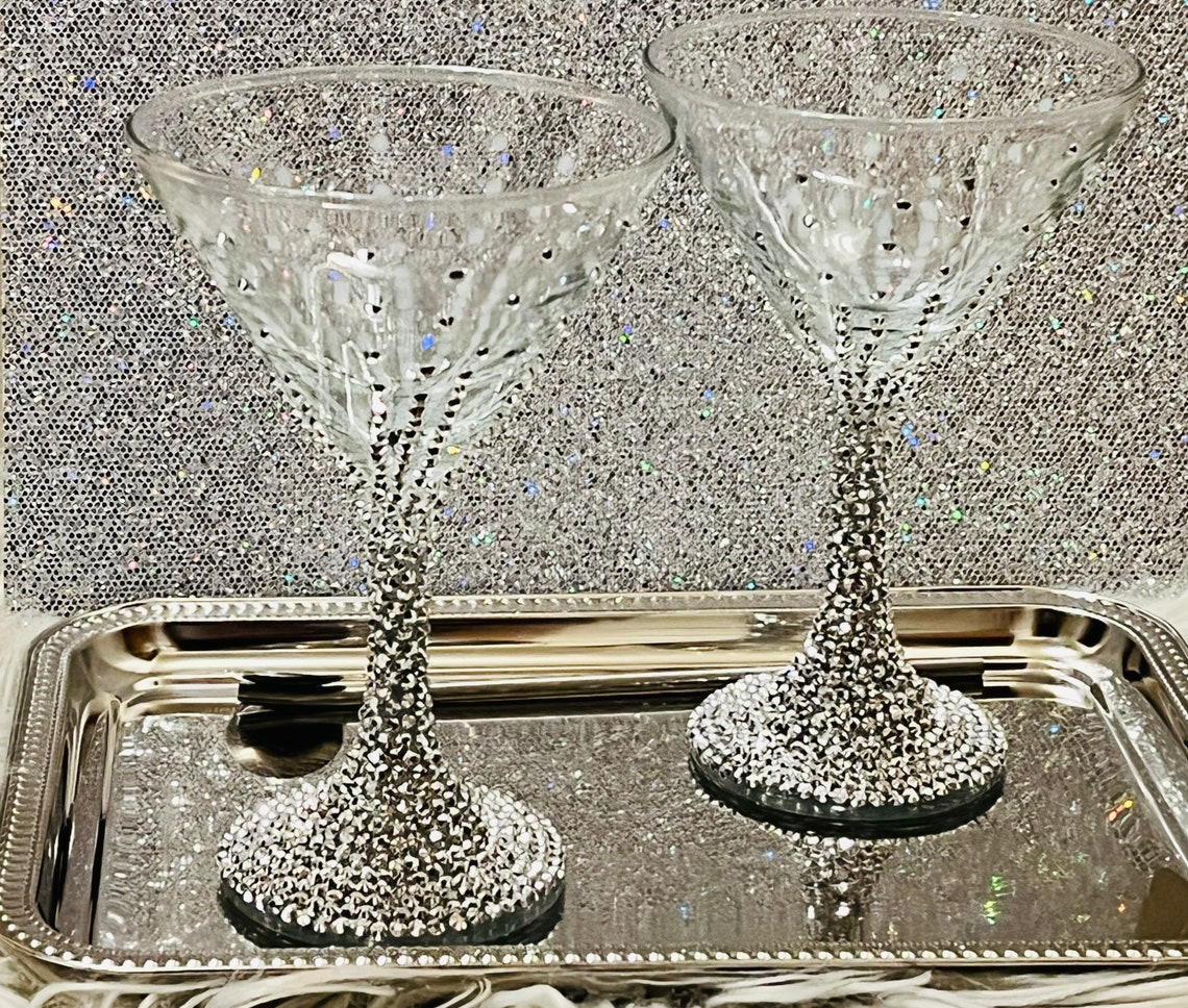 Diamond Martini Glasses Bling Martini Glass Party Decor - Etsy