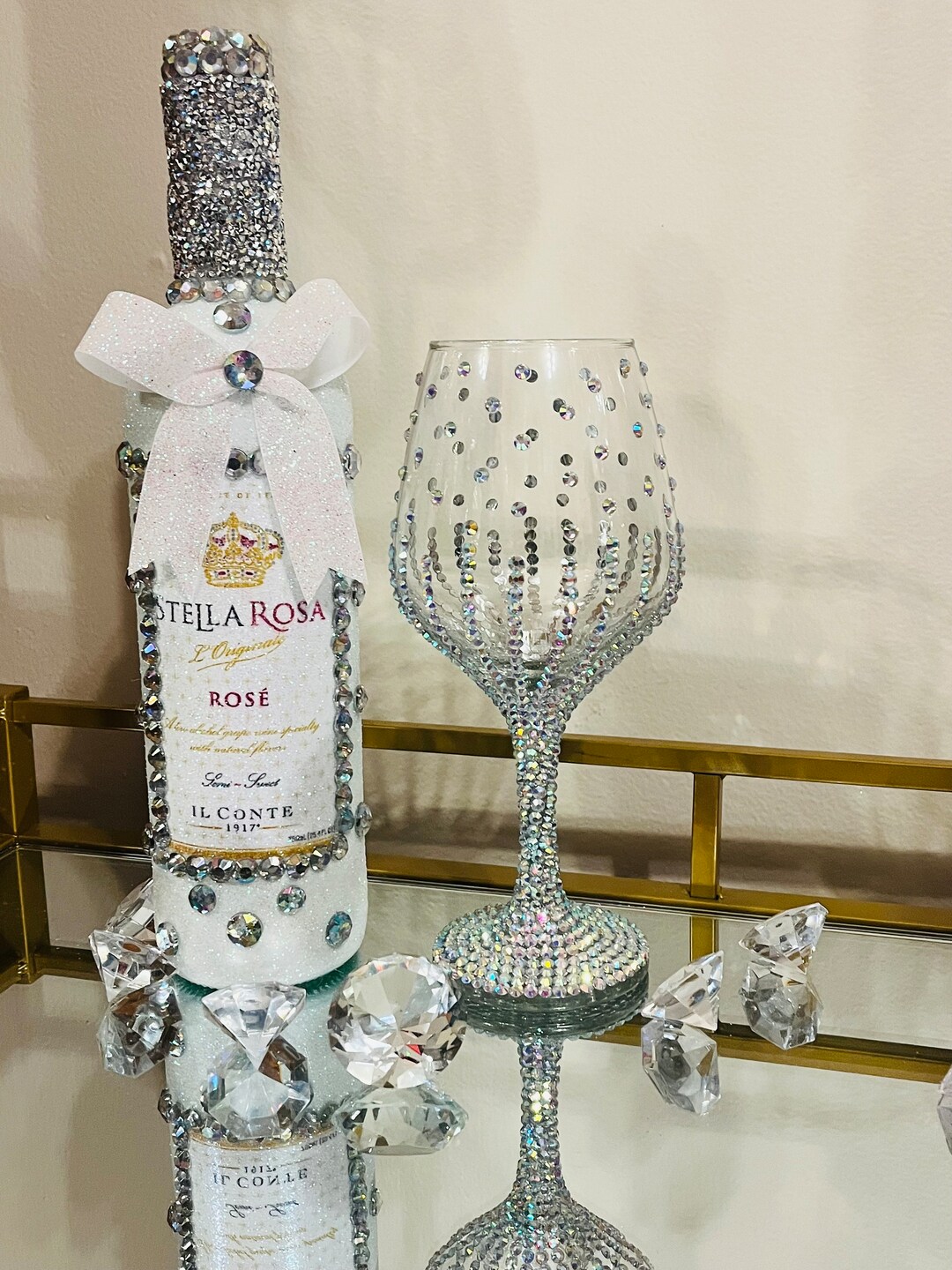 Set LIMITED TIME OFFER Glam Bottle & Glass Set Birthday Party Decor ...
