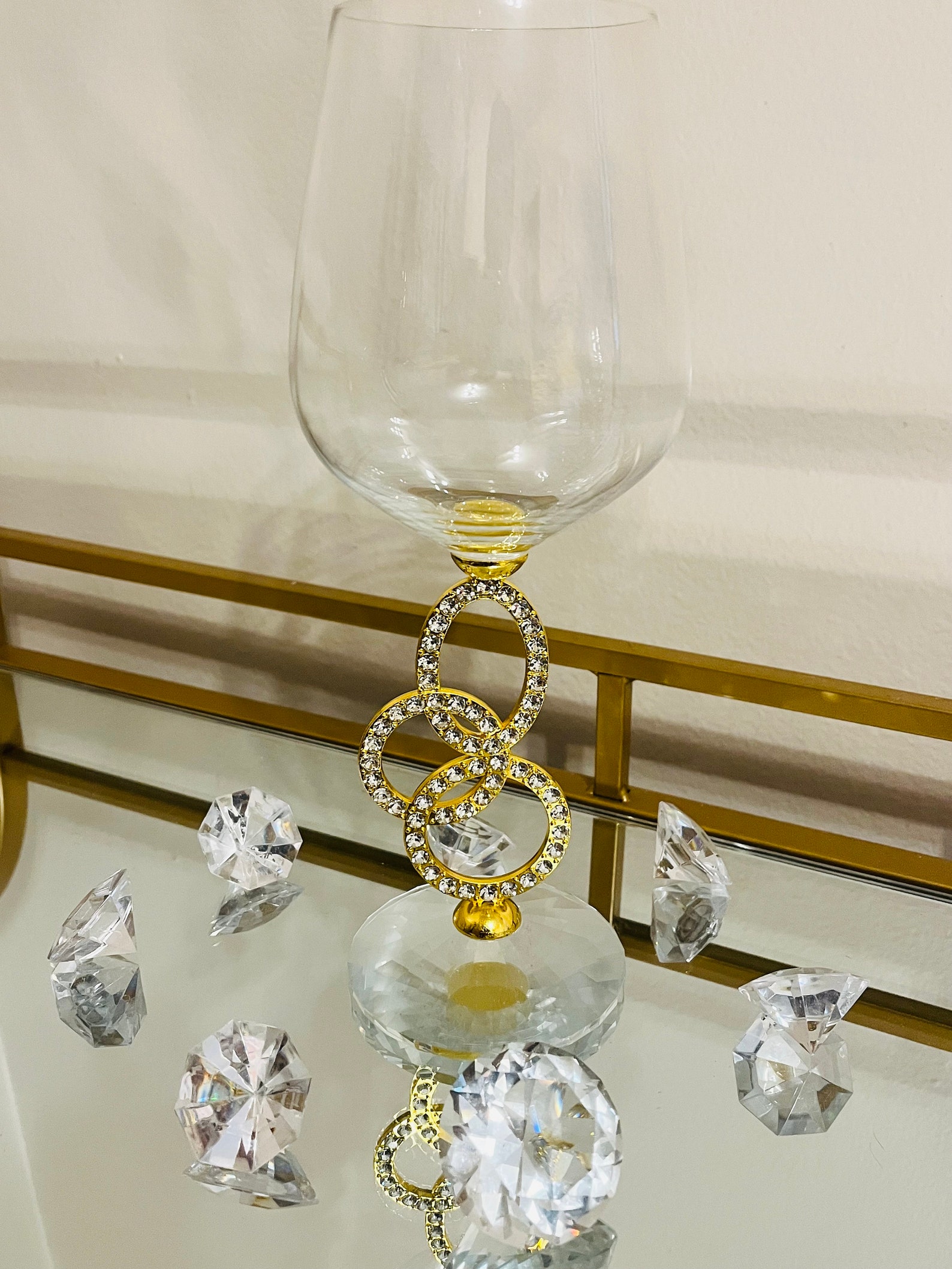 Luxury Diamond Wine Glass, Glam Rhinestone Wine Glass, Elegant Crystal ...