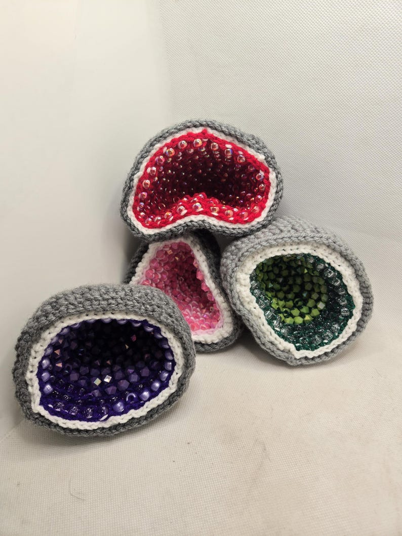 Medium Crochet Geode, Pretend Rock, Crochet Beaded Geodes - Etsy