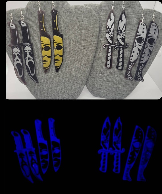 Slasher Knife Horror Movie Resin Earrings - Etsy
