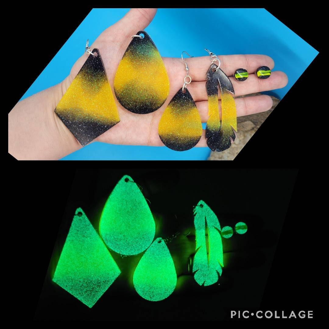 Glow Thin Yellow Line EMS Support Resin Earrings - Etsy