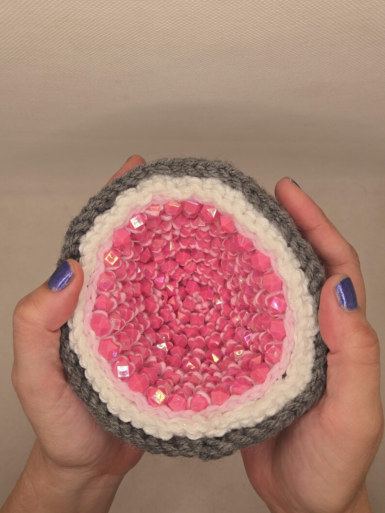 Medium Crochet Geode, Pretend Rock, Crochet Beaded Geodes - Etsy