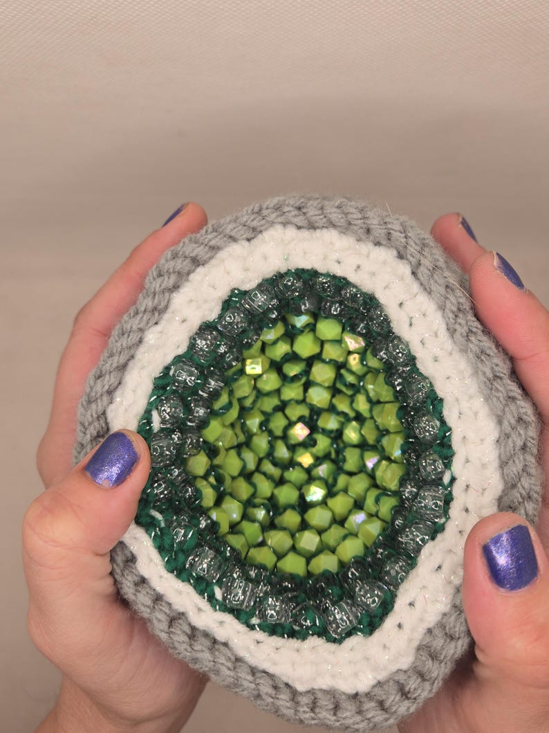 Medium Crochet Geode, Pretend Rock, Crochet Beaded Geodes - Etsy