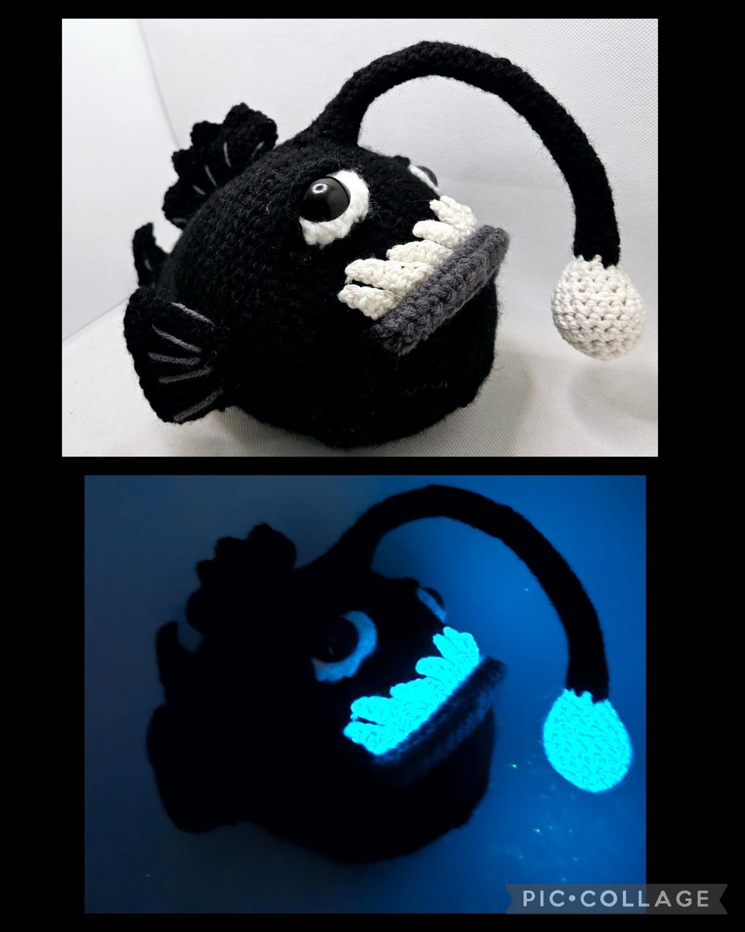 Anglerfish, Black Devil Fish, Crochet Fish, Amigurumi Ocean Animals - Etsy