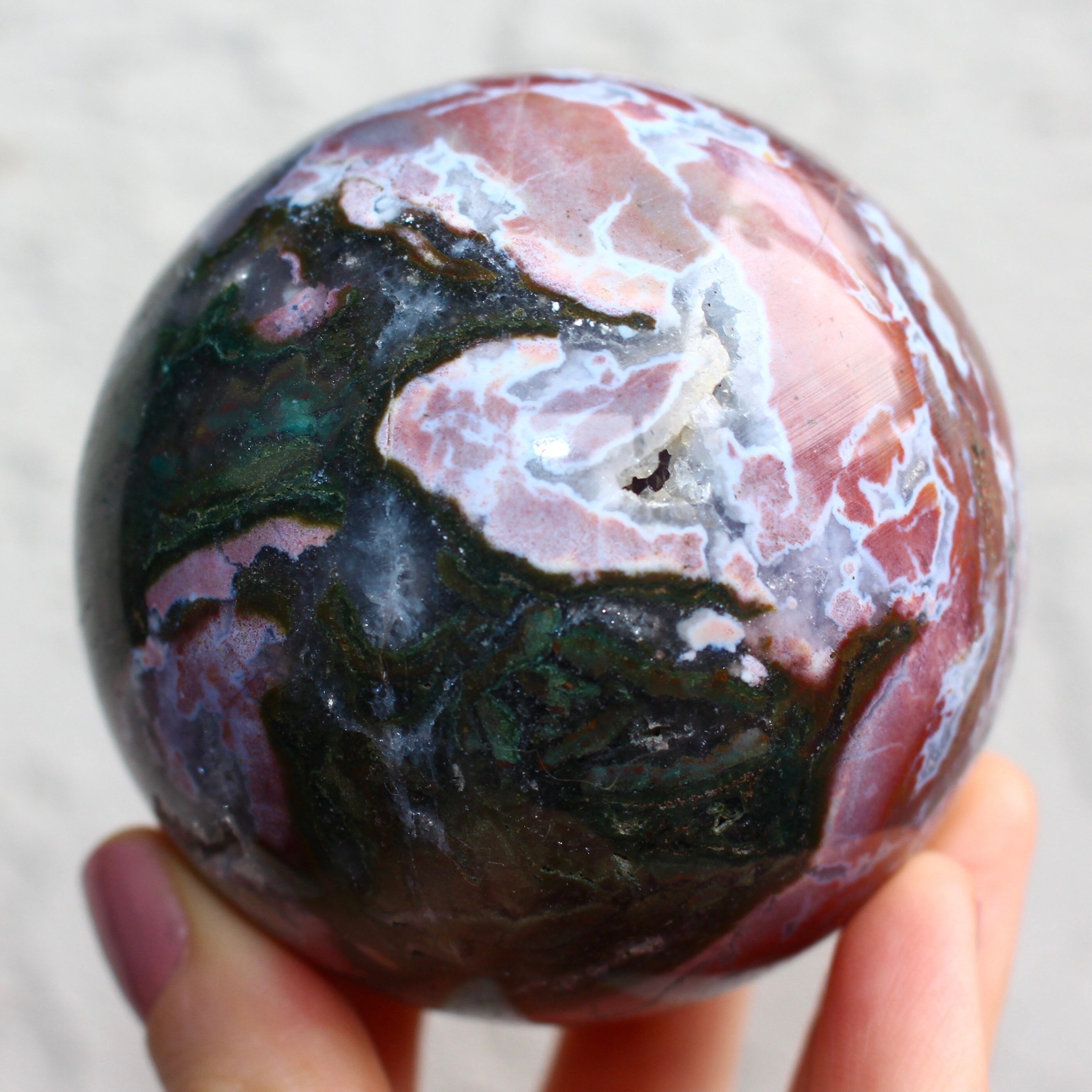 Large Ocean Jasper Sphere with Druzy Geodes Orbicular Jasper | Etsy