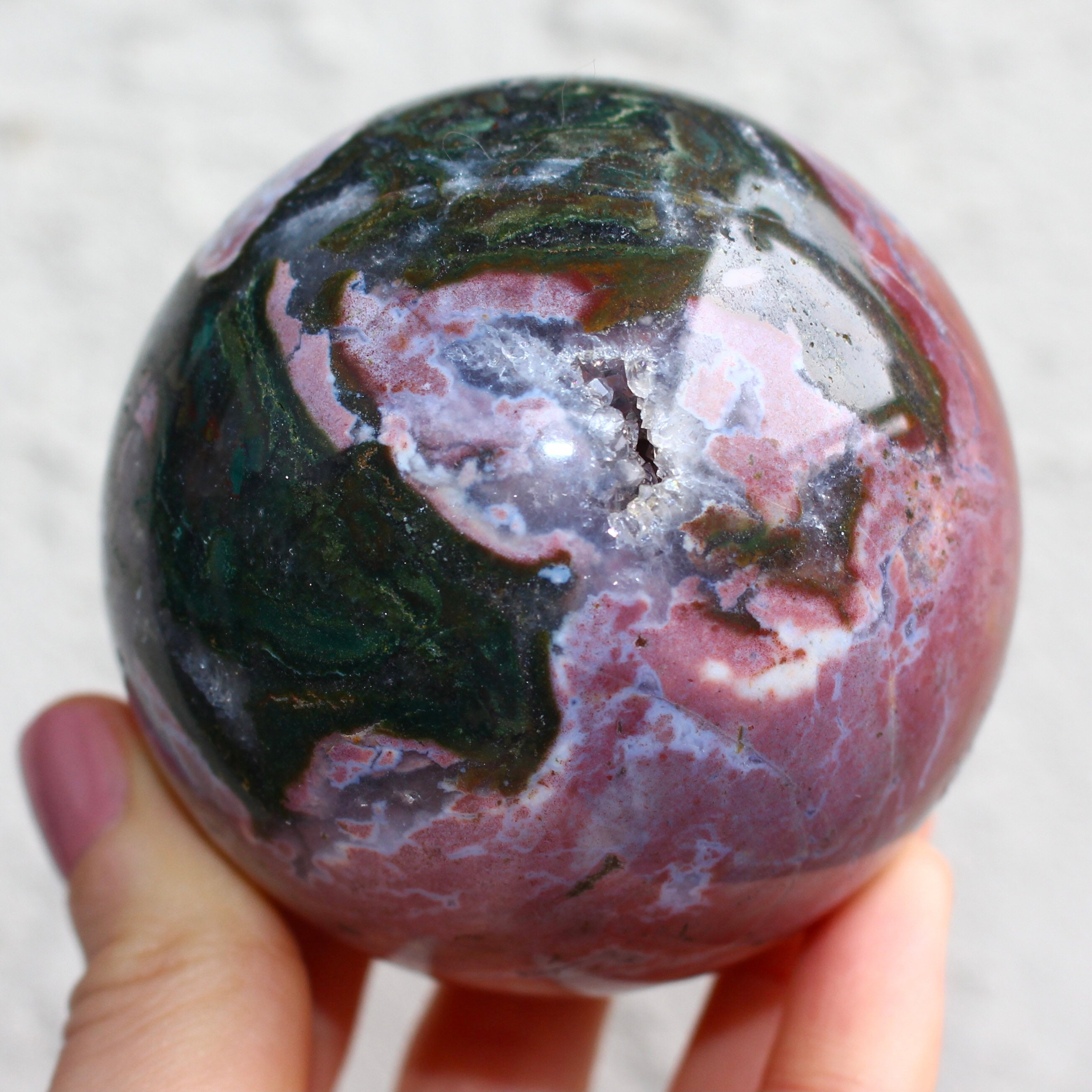 Large Ocean Jasper Sphere with Druzy Geodes Orbicular Jasper | Etsy