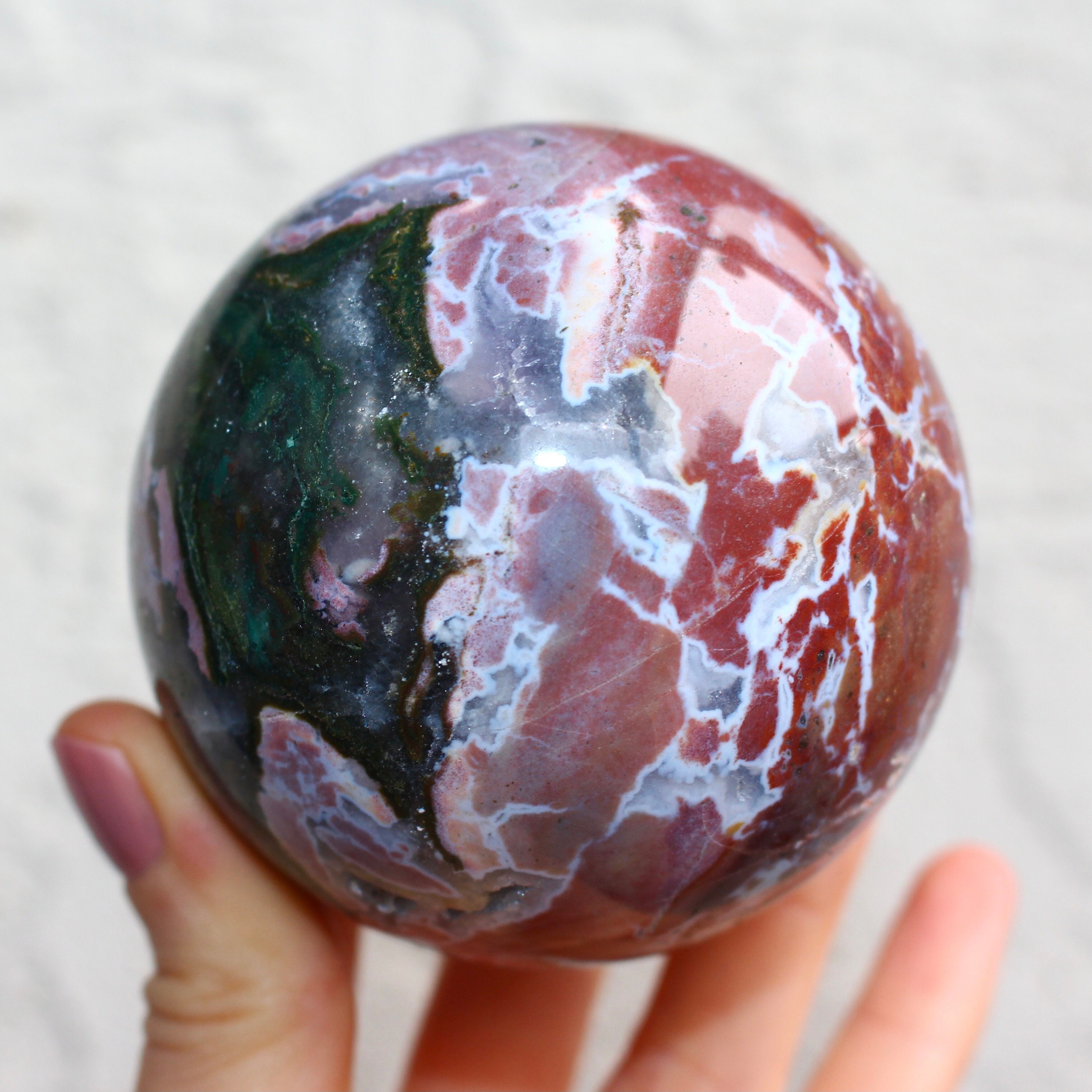 Large Ocean Jasper Sphere with Druzy Geodes Orbicular Jasper | Etsy