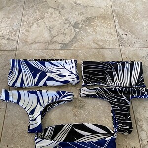 Hawaiian Print Bathing Suit Bikini Black and Blue Reversible - Etsy