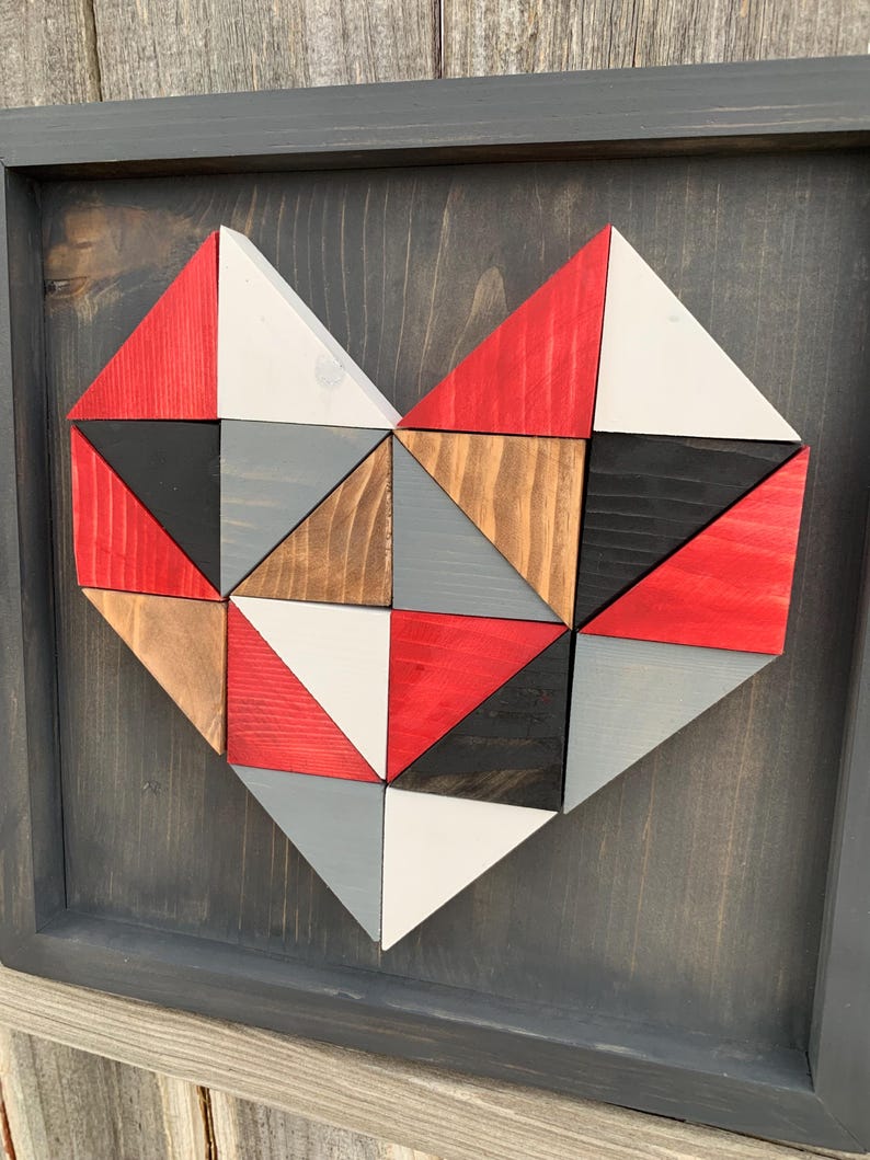 Rustic Heart Barn Quilt | 12x12 Wood Mosaic Quilt | Farmhouse Wall Art ...
