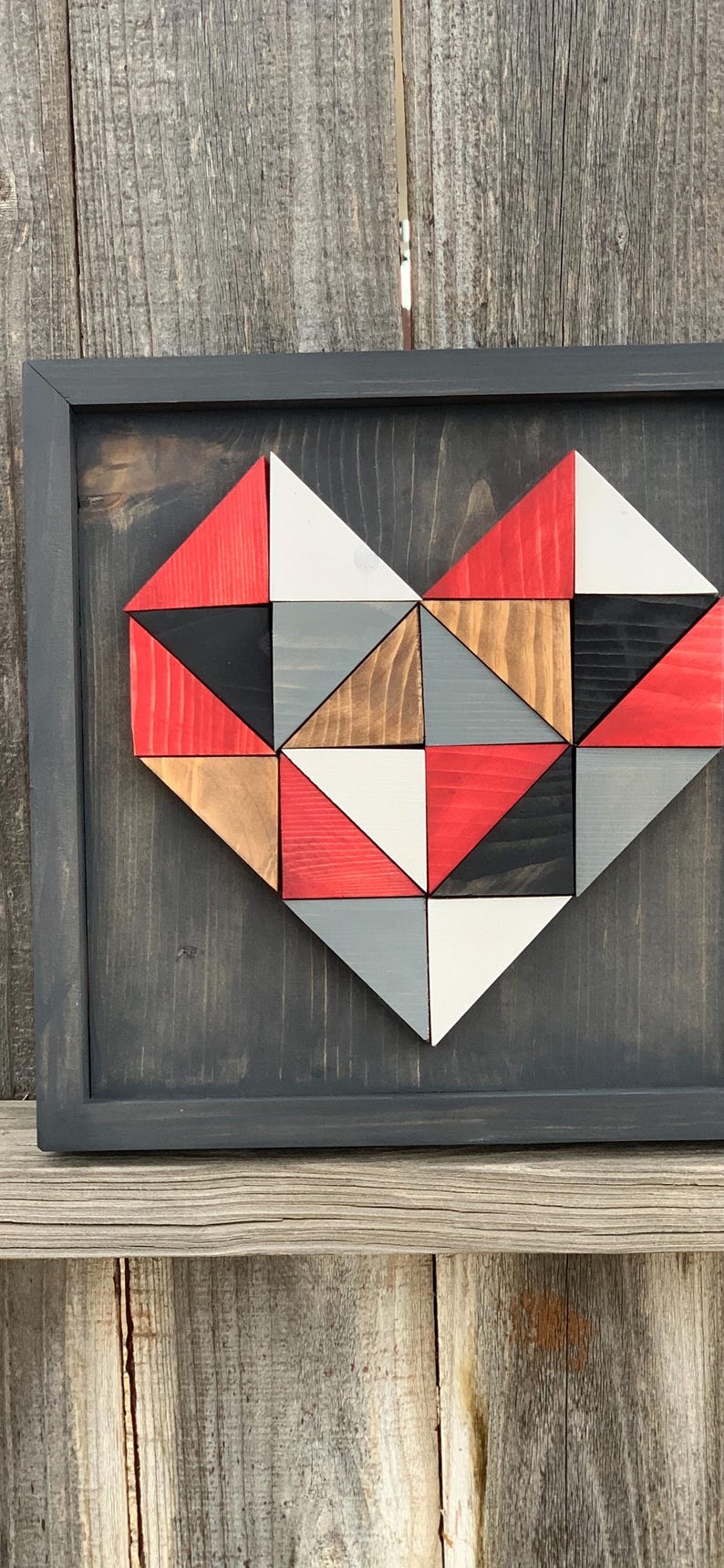 Rustic Heart Barn Quilt | 12x12 Wood Mosaic Quilt | Farmhouse Wall Art ...