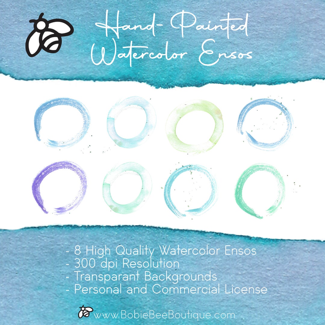 Colorful Watercolor Aqua Enso Bundle, Paper Crafts and Graphic Design ...